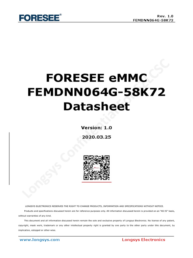 Infinix Hot 10 Lite Emmc 2008121142 - FORESEE-FEMDNN064G-58K72 - C719492 | PDF | Flash Memory ...