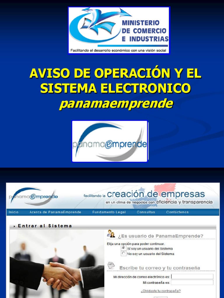 AVISO DE OPERACIÓN Y EL SISTEMA ELECTRONICO Panamaemprende | PDF ...
