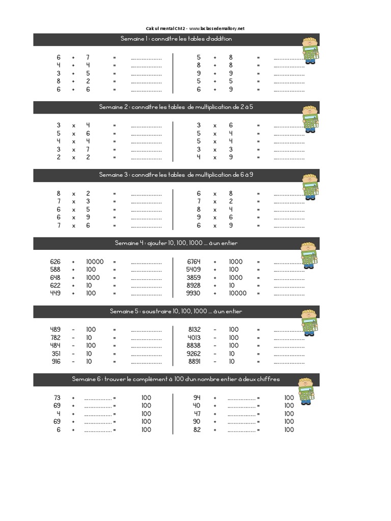 Calcul Mental Cm2 | PDF