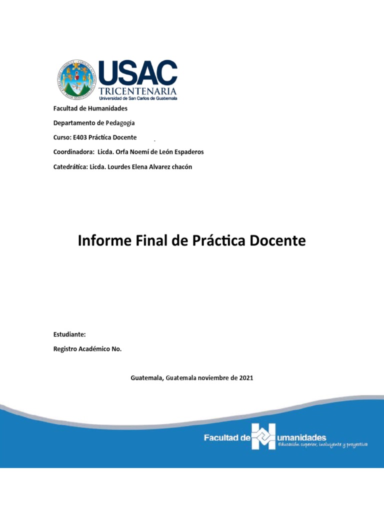 Informe Final Practica | PDF | Evaluación | Plan de estudios