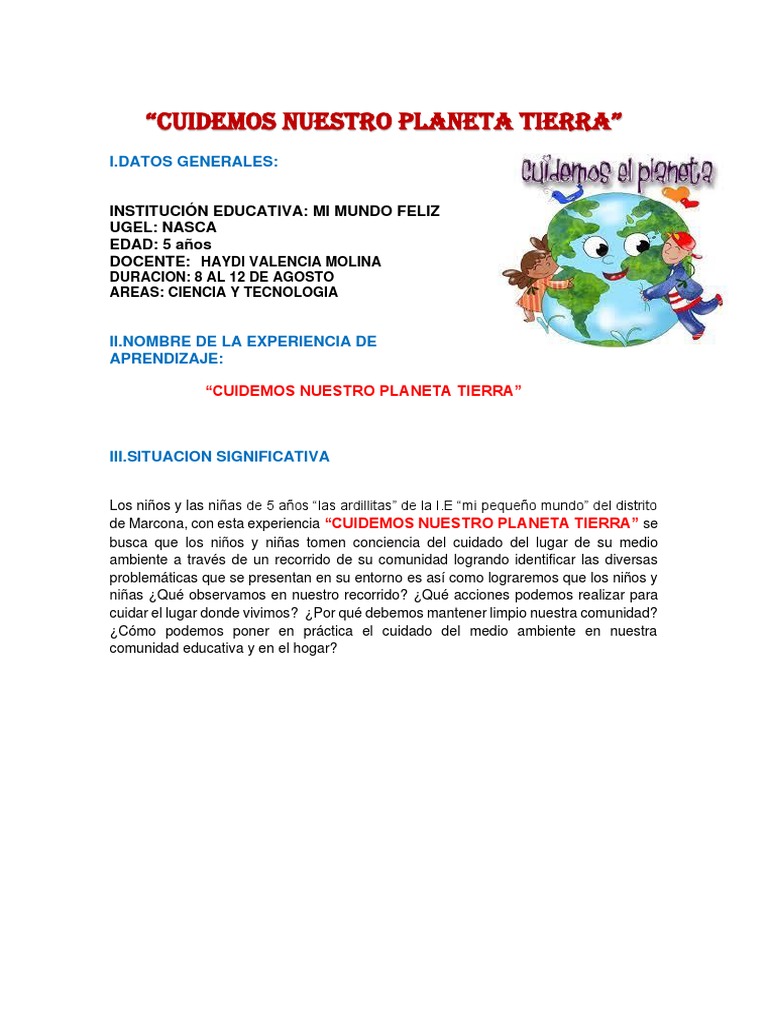 CUIDEMOS NUESTRO PLANETA TIERRA 17 (Practica) | PDF | Evaluación ...