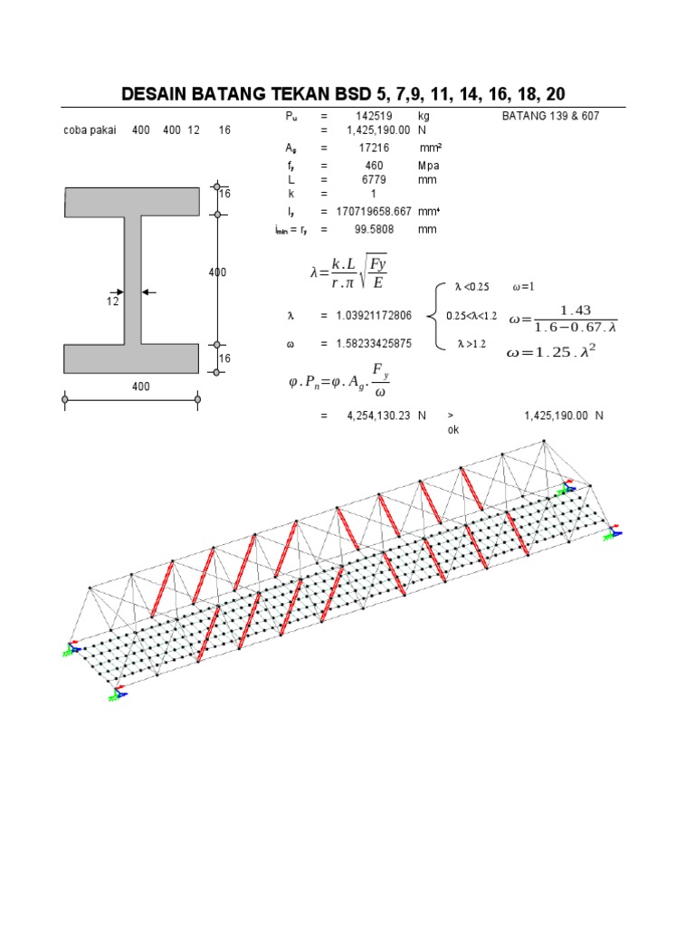 Desain Member Jembatan Rangka 60m | PDF