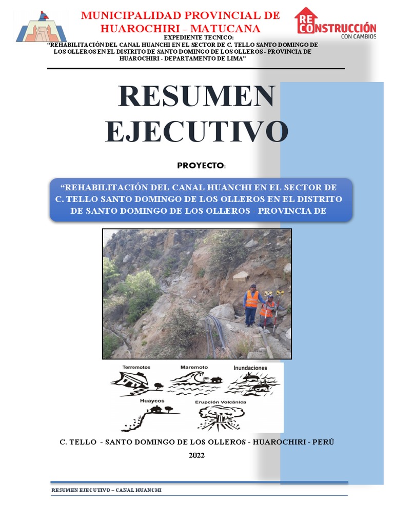 Resumen Ejecutivo - Huanchi | PDF | Resistencia de materiales | Riego