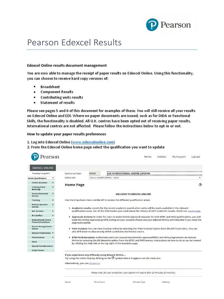 Managing Paper Results Preferences on Edexcel Online | PDF