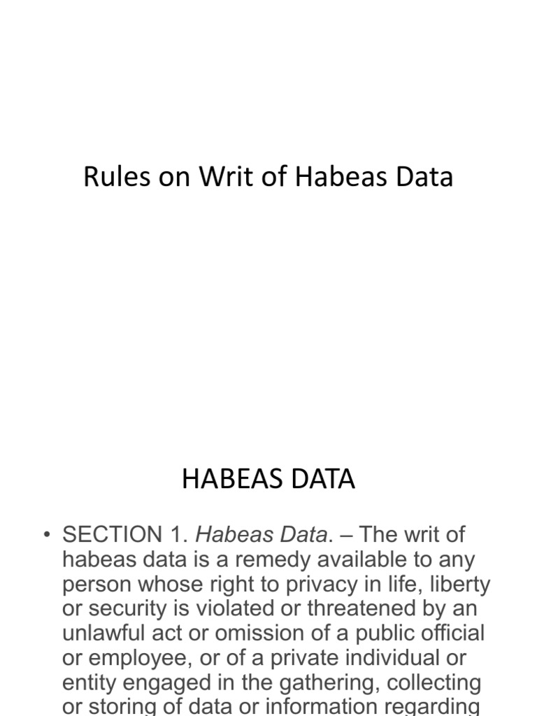 Rules On Writ of Habeas Data | PDF | Habeas Corpus | Writ