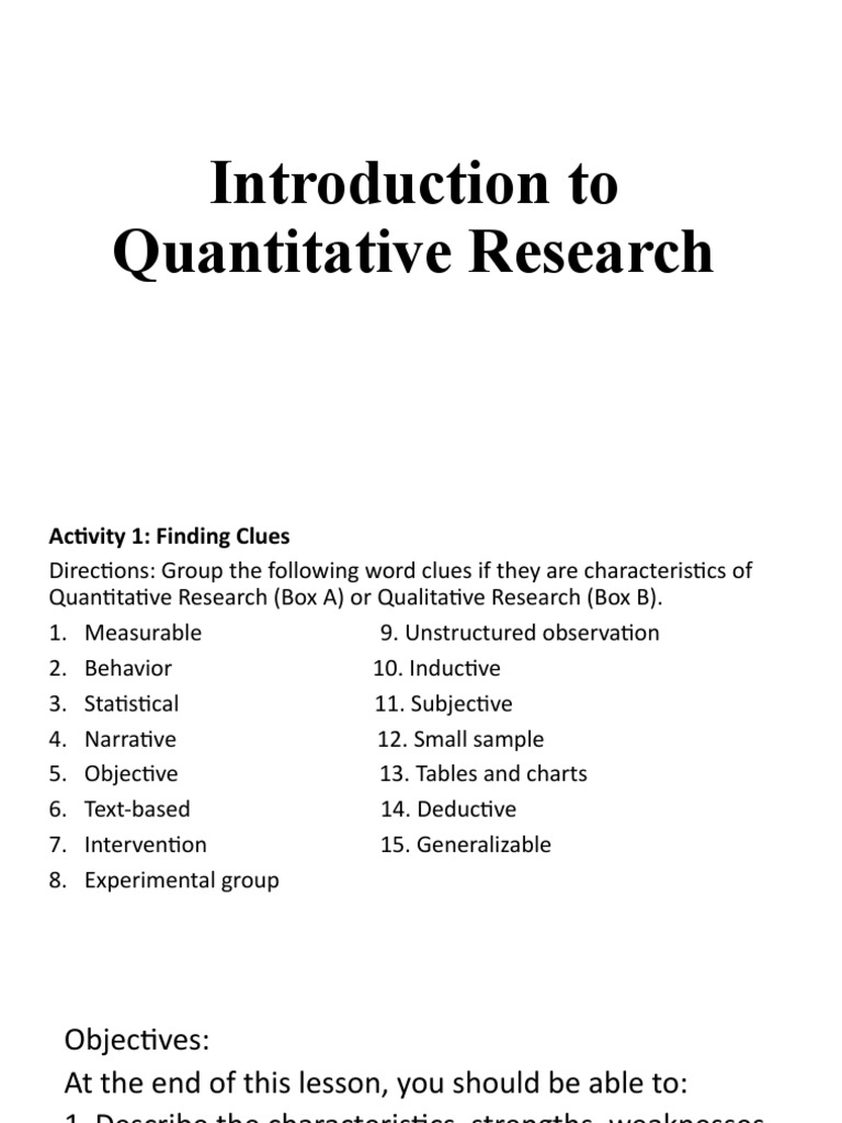 Introduction To Quantitative Research | PDF | Statistics | Quantitative Research