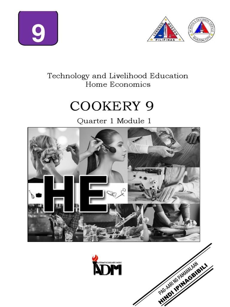 Grade 9 Cookery q1 Module 1 2 | PDF | Dishwasher | Disinfectant