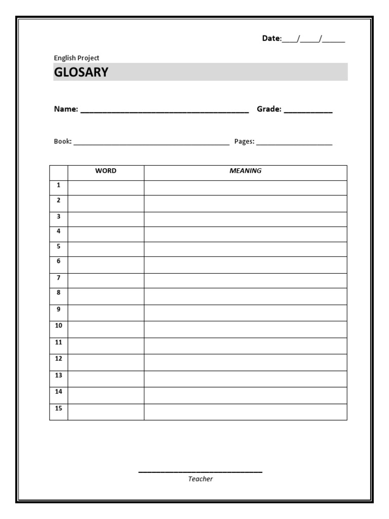 Glosary - English Project | PDF