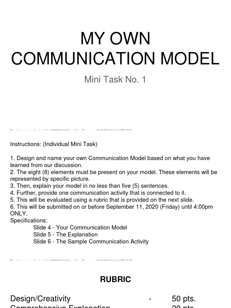 Heidi Gonzales Mini Task 1 Creating My Own Communication Model 1 PDF ...