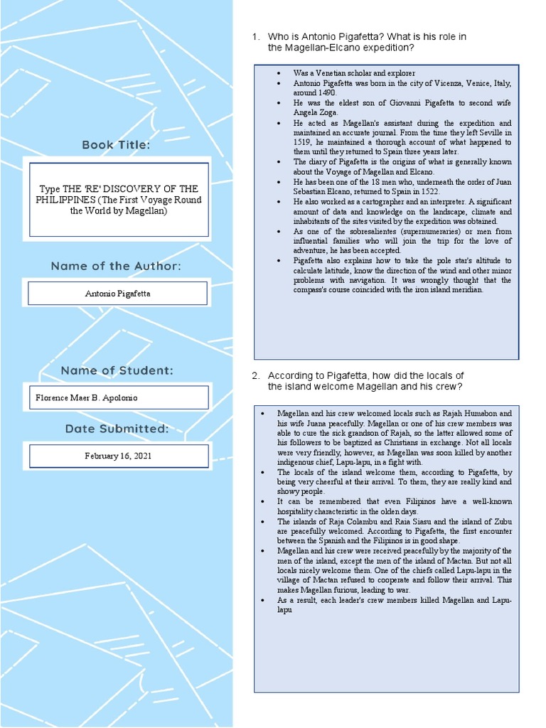 First Voyage Round The World by Magellan WORKSHEET | PDF