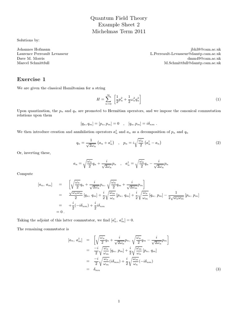 QFTSolutions 2 | PDF | Quantum Mechanics | Applied Mathematics