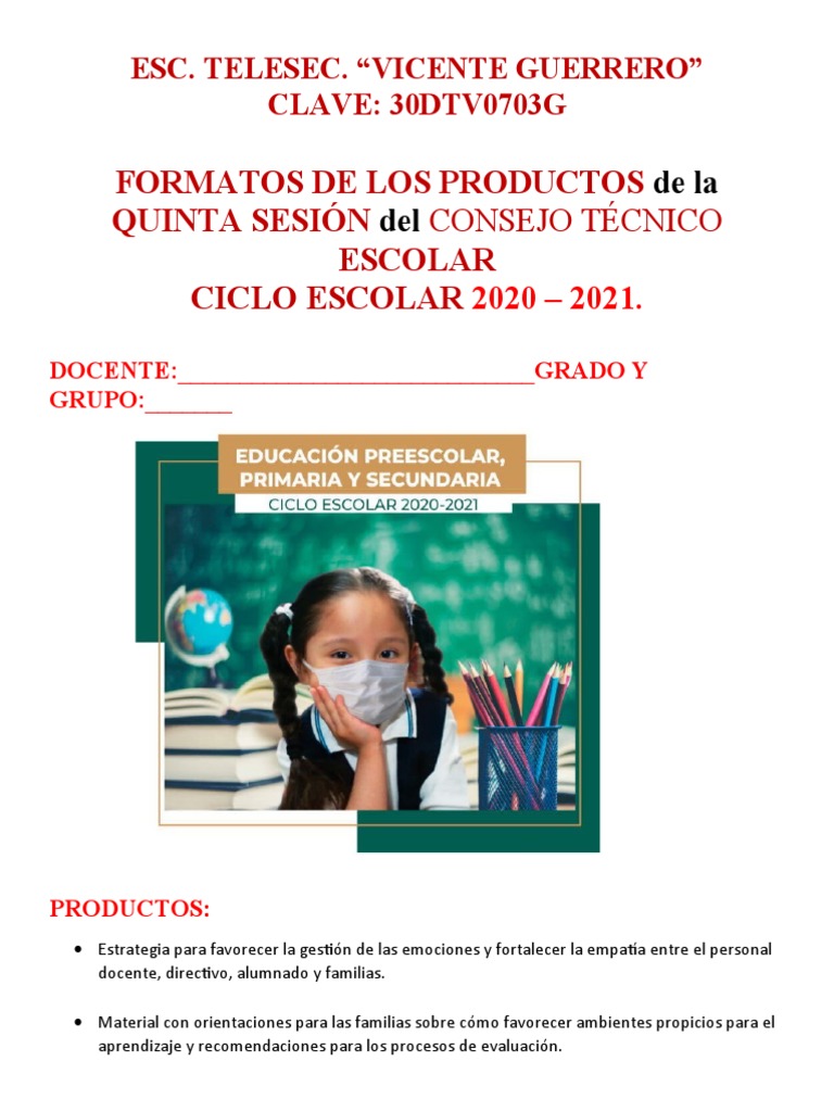 Formatos para Los Productos 5a Sesion Cte 20-21 | PDF | Las emociones ...