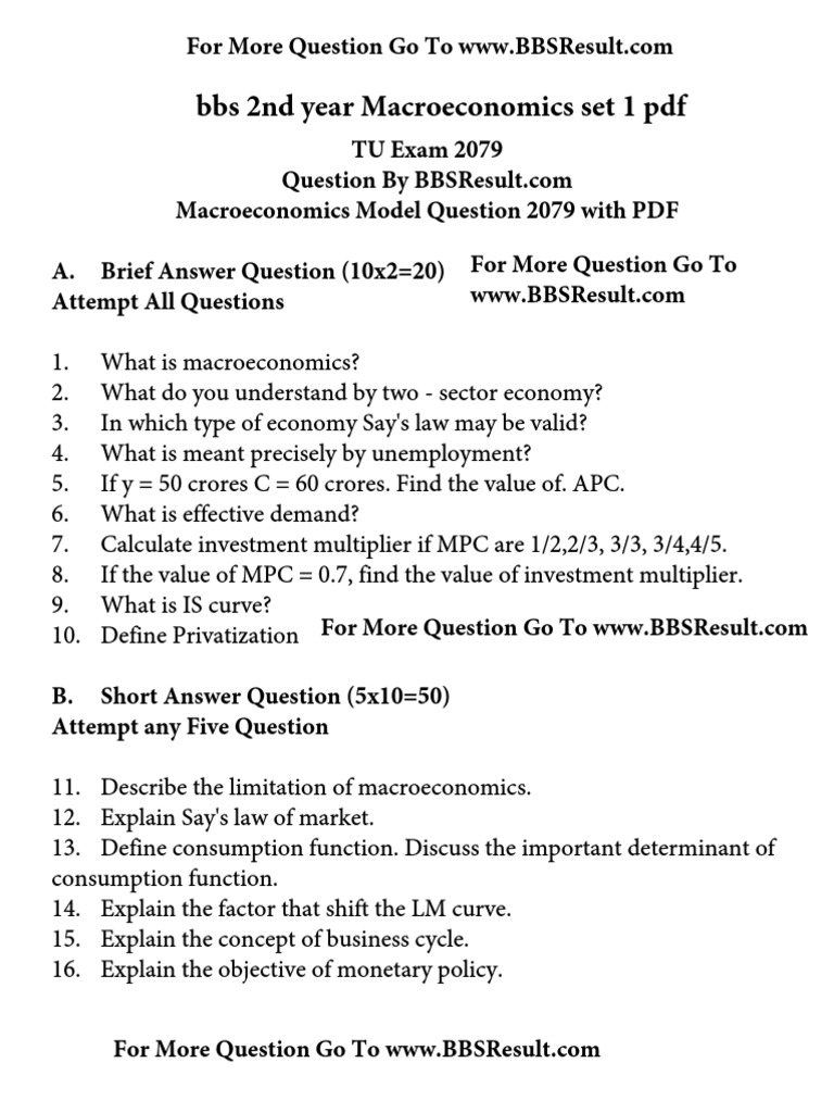 Bbs 2nd Year Macroeconomics Model Question 2079 With PDF | PDF