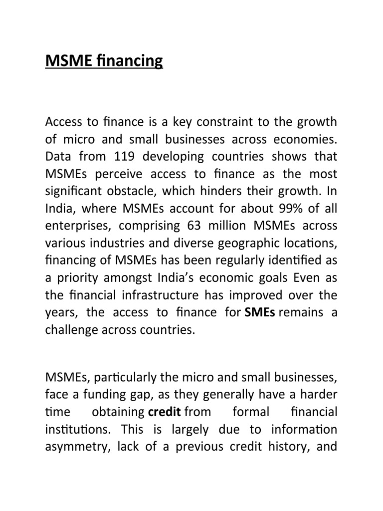 MSME financing challenges and opportunities | PDF | Small And Medium ...