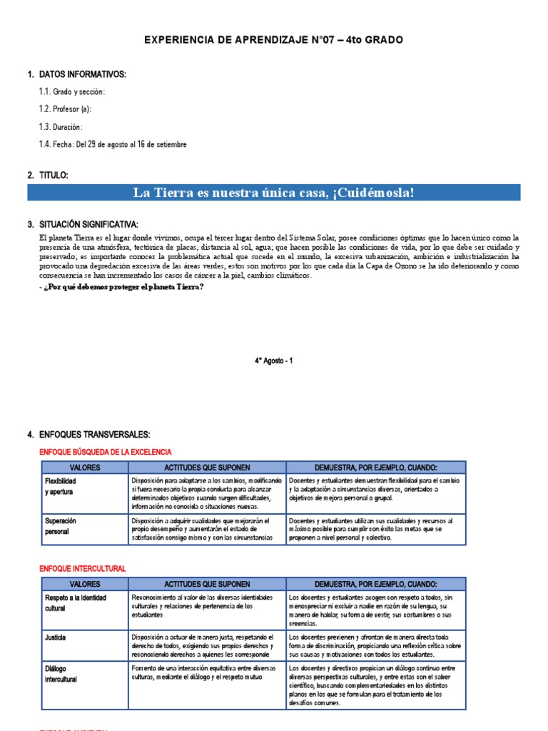 4 Grado Experiencia De Aprendizaje N 07 Pdf Geometría