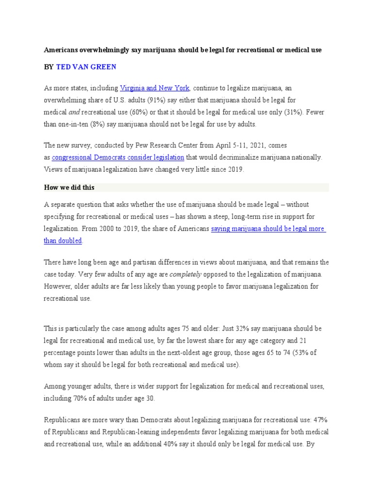 Majority of Americans Support Marijuana Legalization | PDF | Republican ...