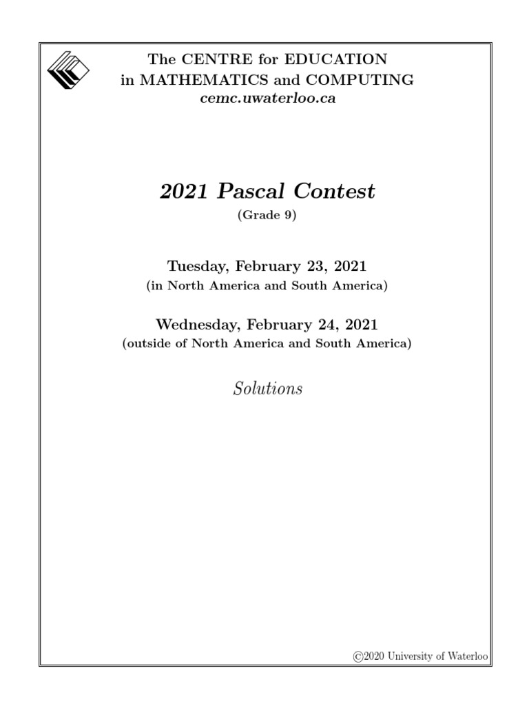 2021 Pascal Solution | Download Free PDF | Area | Numbers
