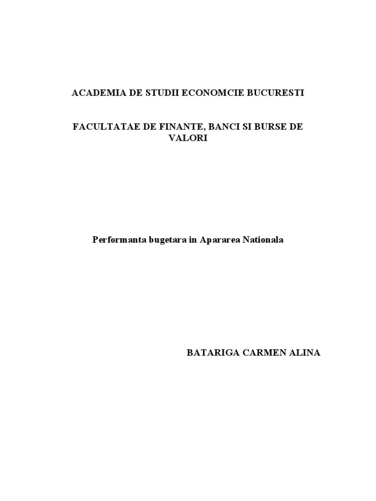 Per For Manta Bugetara in Apararea Nationala | PDF
