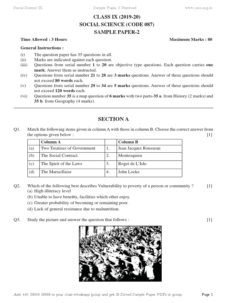 IX-Social Science-SQP-2 | Download Free PDF | French Revolution | History Of Slavery