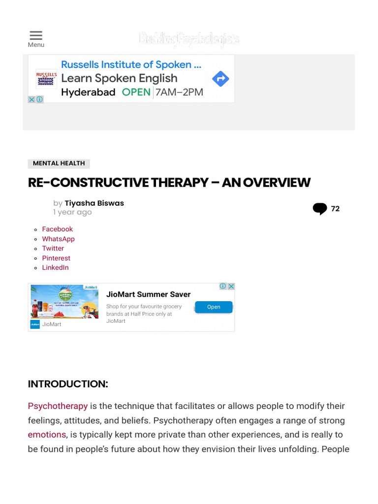 Re-Constructive Therapy - An Overview | PDF | Psychotherapy ...