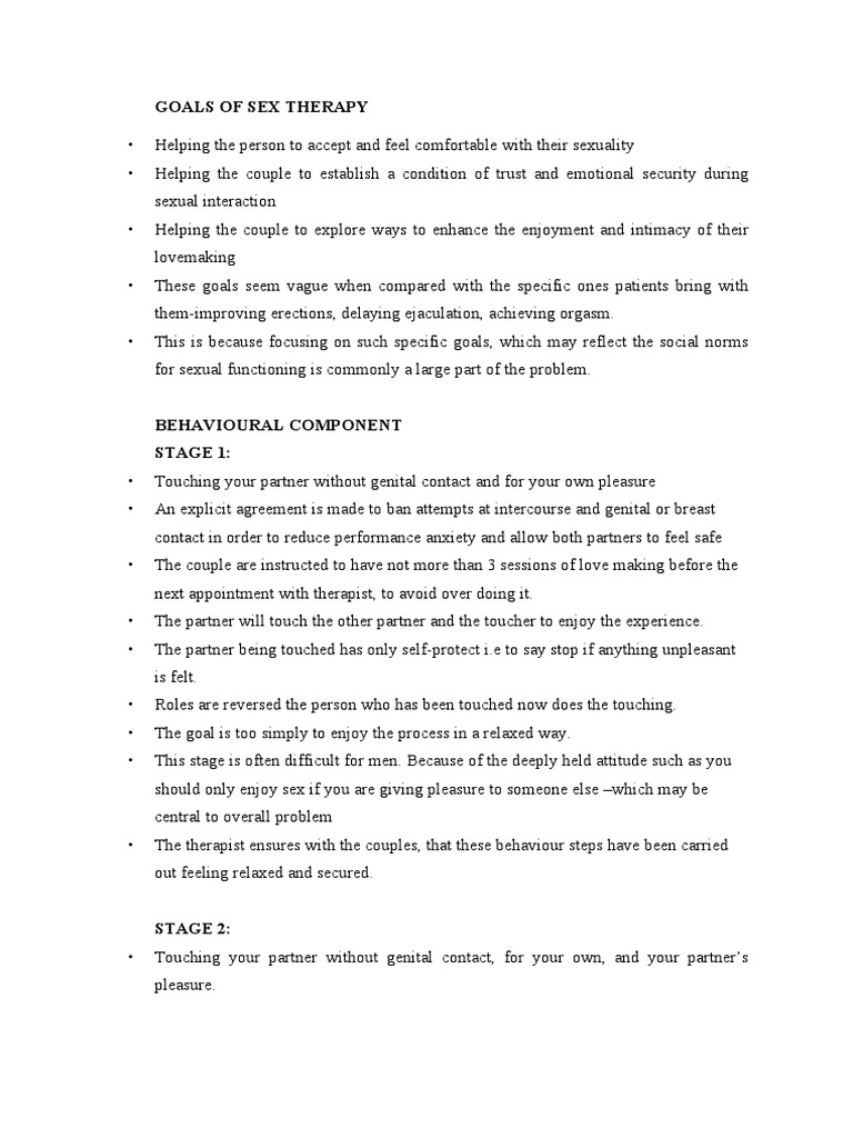 Goals Of Sex Therapy Pdf Sexual Arousal Sexual Intercourse