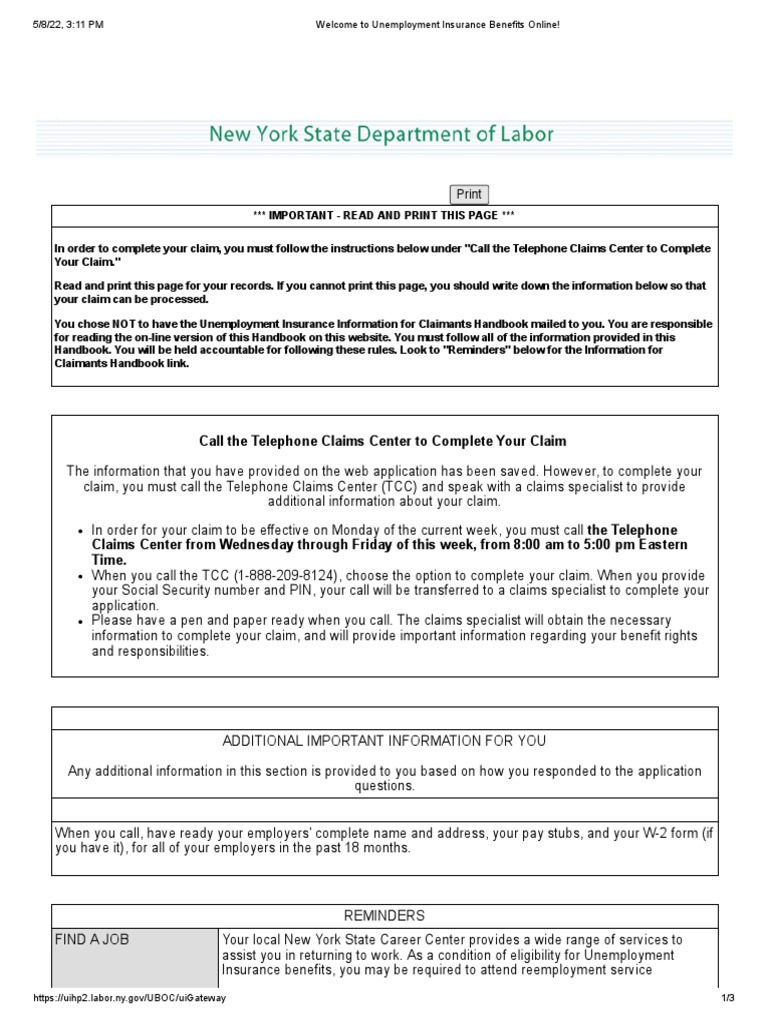 Welcome To Unemployment Insurance Benefits Online! | PDF | Personal ...