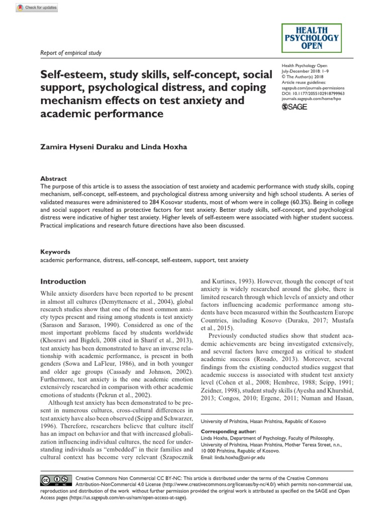 Self Esteem Study Skills Self Concept Social Support Psychological ...