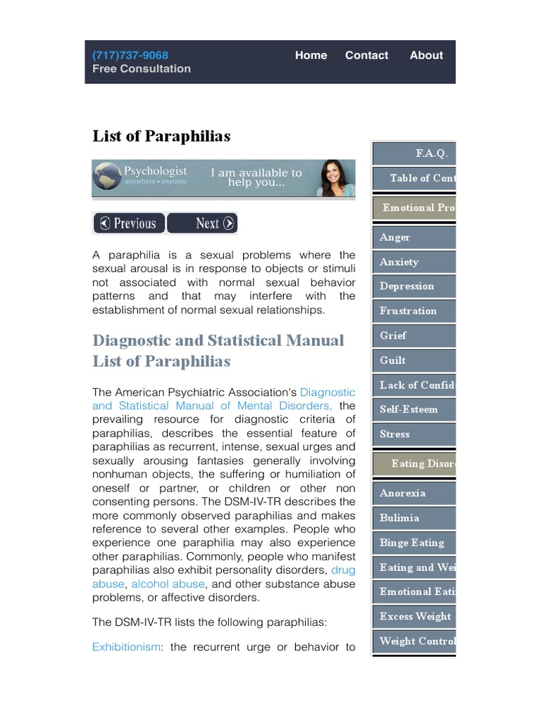 List of Paraphilias | PDF | Sexual Fetishism | Pedophilia