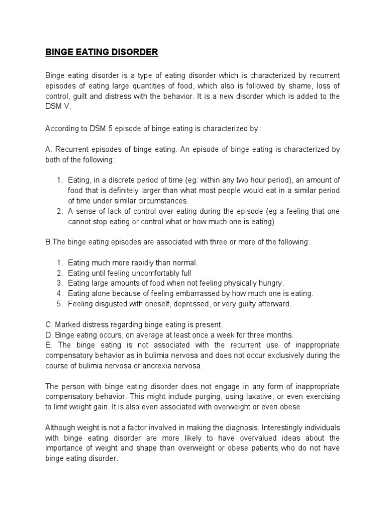 Binge Eating Disorder | PDF | Binge Eating Disorder | Psychotherapy