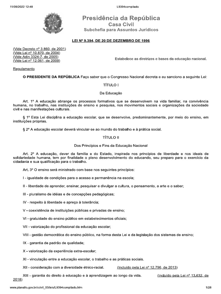 LDB Atualizada Até 11-09-2022 | PDF LDB Atualizada Até 11-09-2022 | PDF