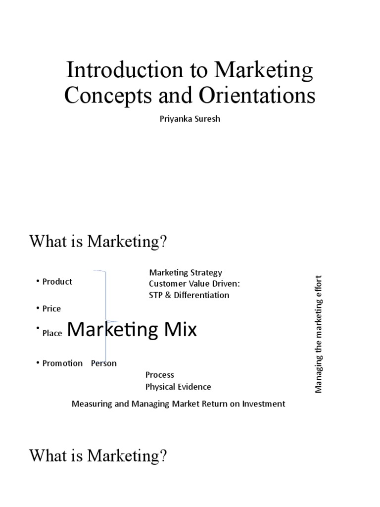 Session 1 - Introduction To Marketing - Concepts and Orientations | PDF ...