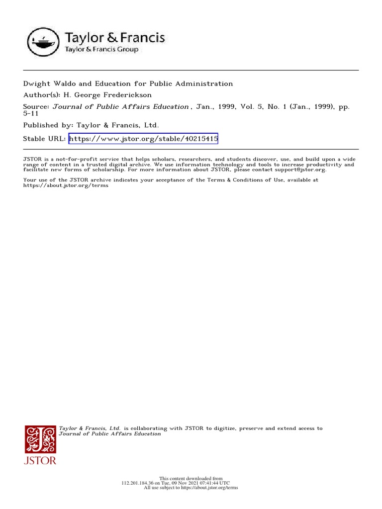 Dwight Waldo and Education For Public Administration | PDF | Public ...