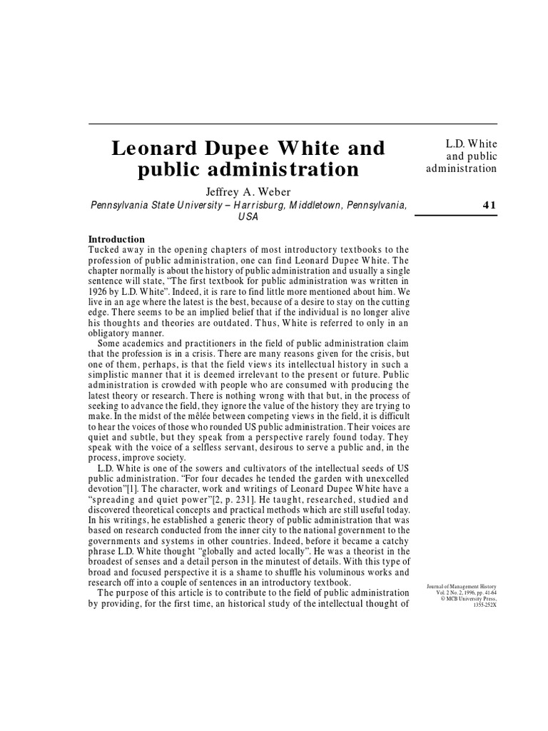 Leonard Dupee White and Public Administration | PDF | Social Sciences ...