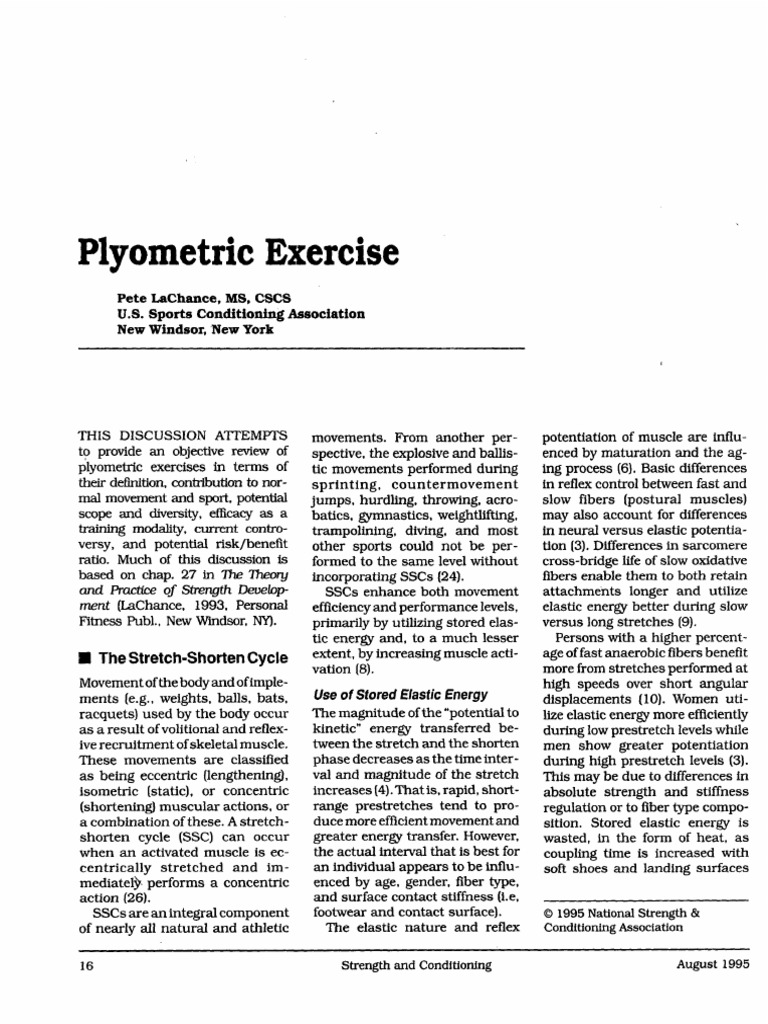 Plyometric Exercise (Lachance) | PDF