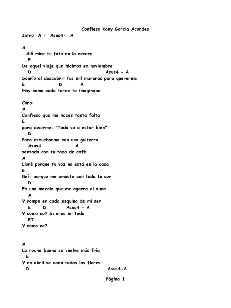 Confieso Kany Garcia Acordes | PDF