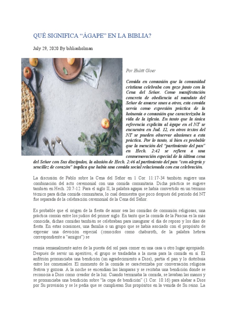 Significado de Ágape en la Biblia | PDF | eucaristía | Última cena