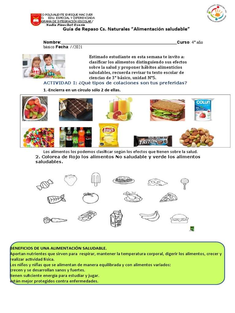 Guia de Ciencias Alimentacion Saludable | PDF | Alimentos | Dieta
