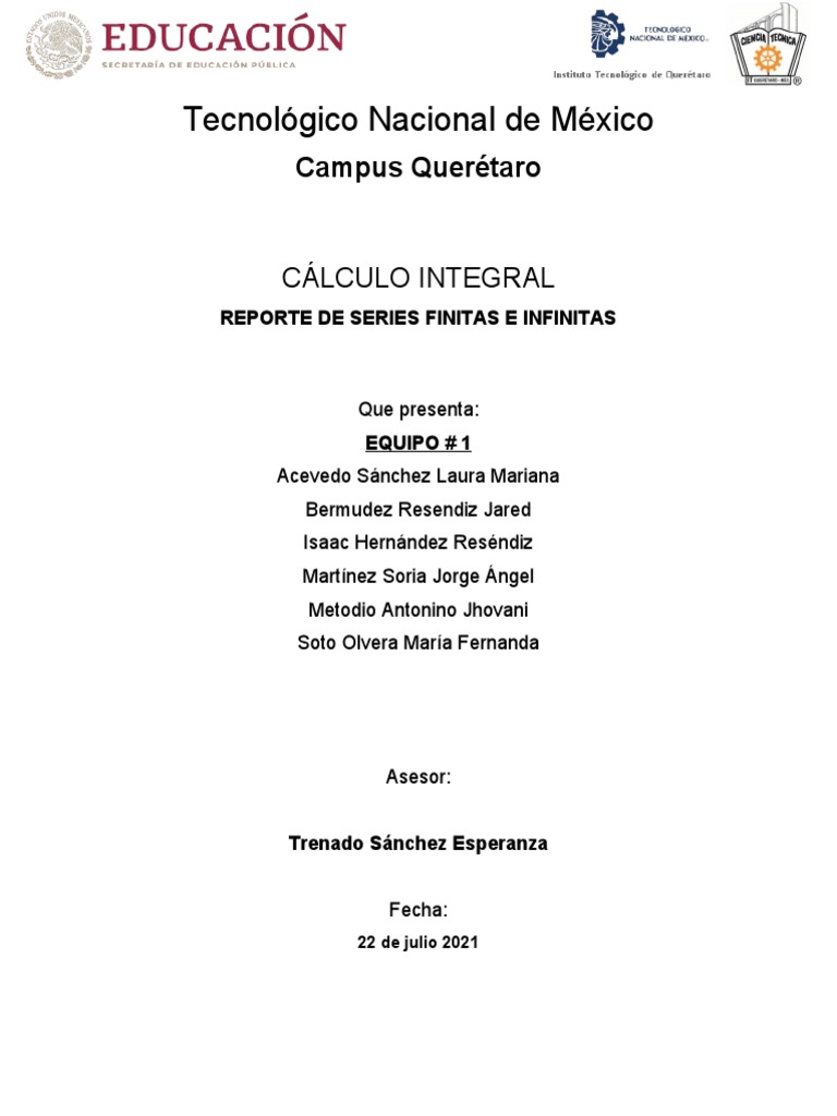 Series Finitas e Infinitas en Cálculo | PDF | Series (Matemáticas ...