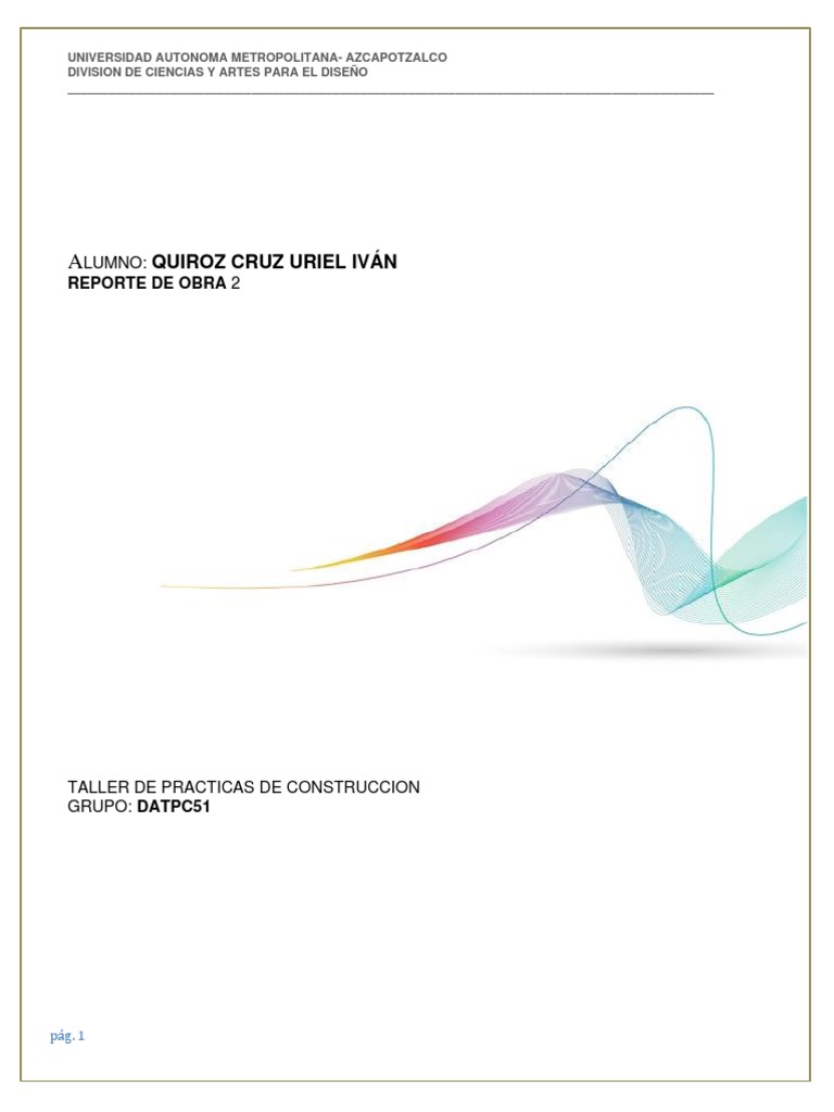 Quiroz Cruz Uriel Iván Reporte de Obra 2 | PDF