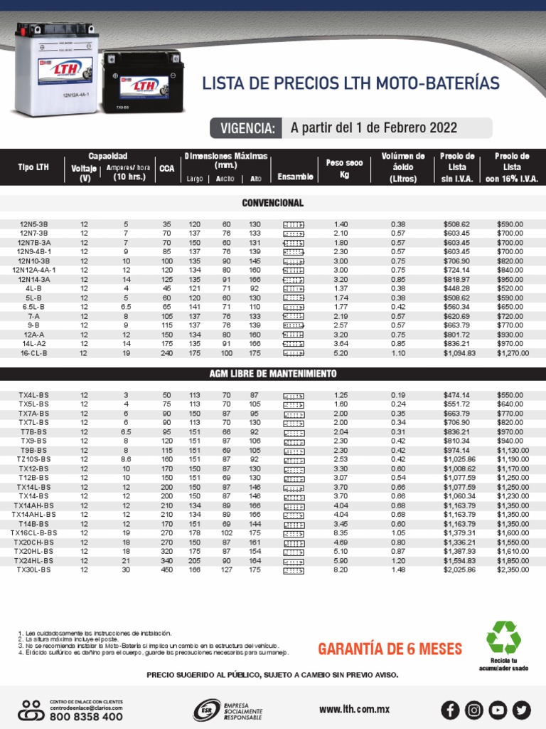 LTH Moto-Batería | PDF