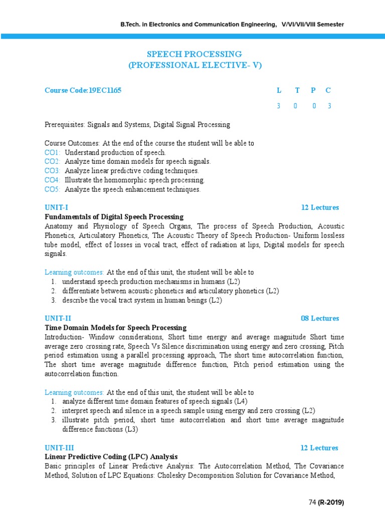 19EC1165 | PDF | Phonetics | Signal Processing
