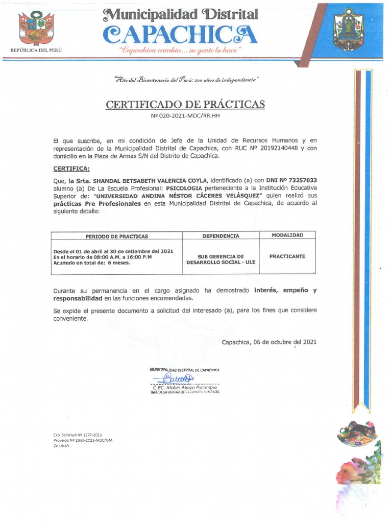 Certificado de Practicas | PDF