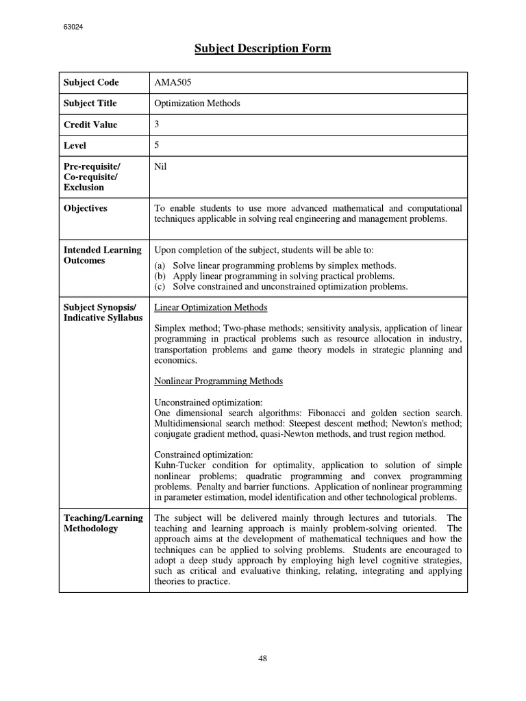 Advanced Optimization Methods Course | PDF | Mathematical Optimization | Linear Programming