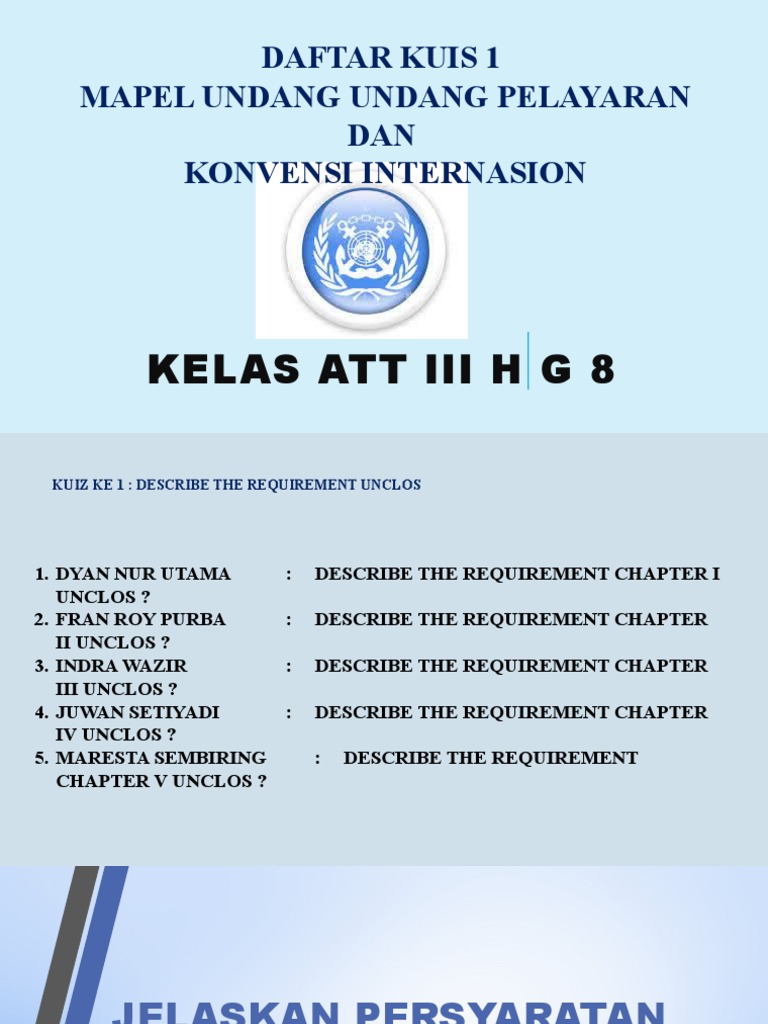 Persyaratan UNCLOS: Kelas T III H G 8 | PDF
