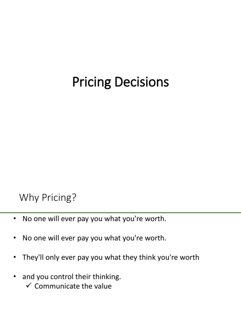 STCM_Pricing Decisions | PDF | Auction | Pricing