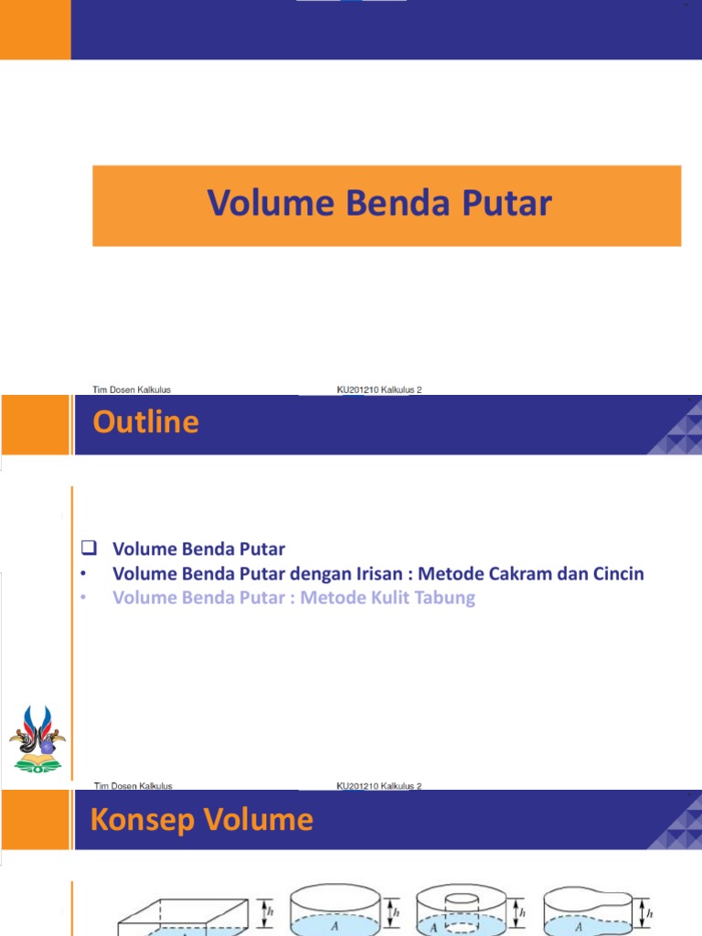 VOLUME BENDA PUTAR DENGAN METODE IRISAN, CAKRAM, DAN KULIT TABUNG | PDF