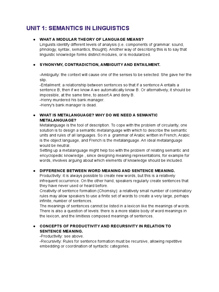Semantics | PDF | Word | Linguistics