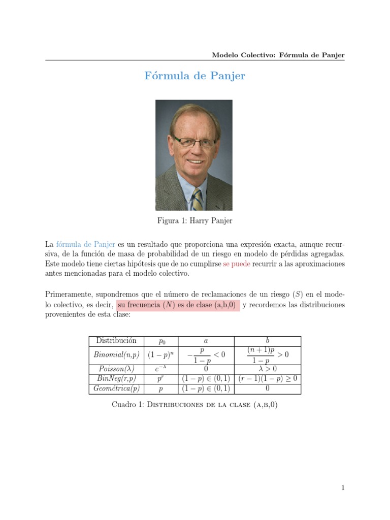 6.2. Modelo Colectivo Fórmula de Panjer | PDF | Conceptos matemáticos ...