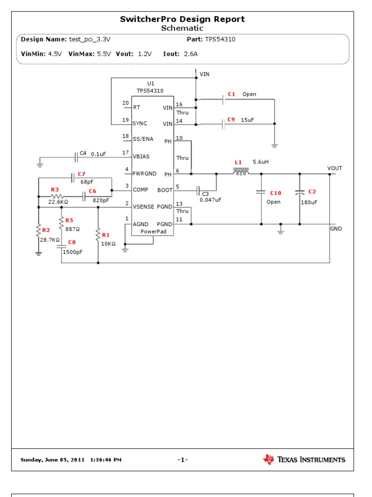 Switcherpro Design Report: Schematic | PDF | Capacitor | Amplifier