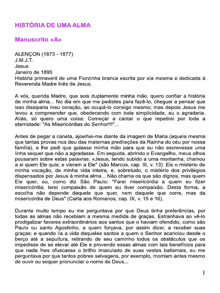Historia de Uma Alma | PDF